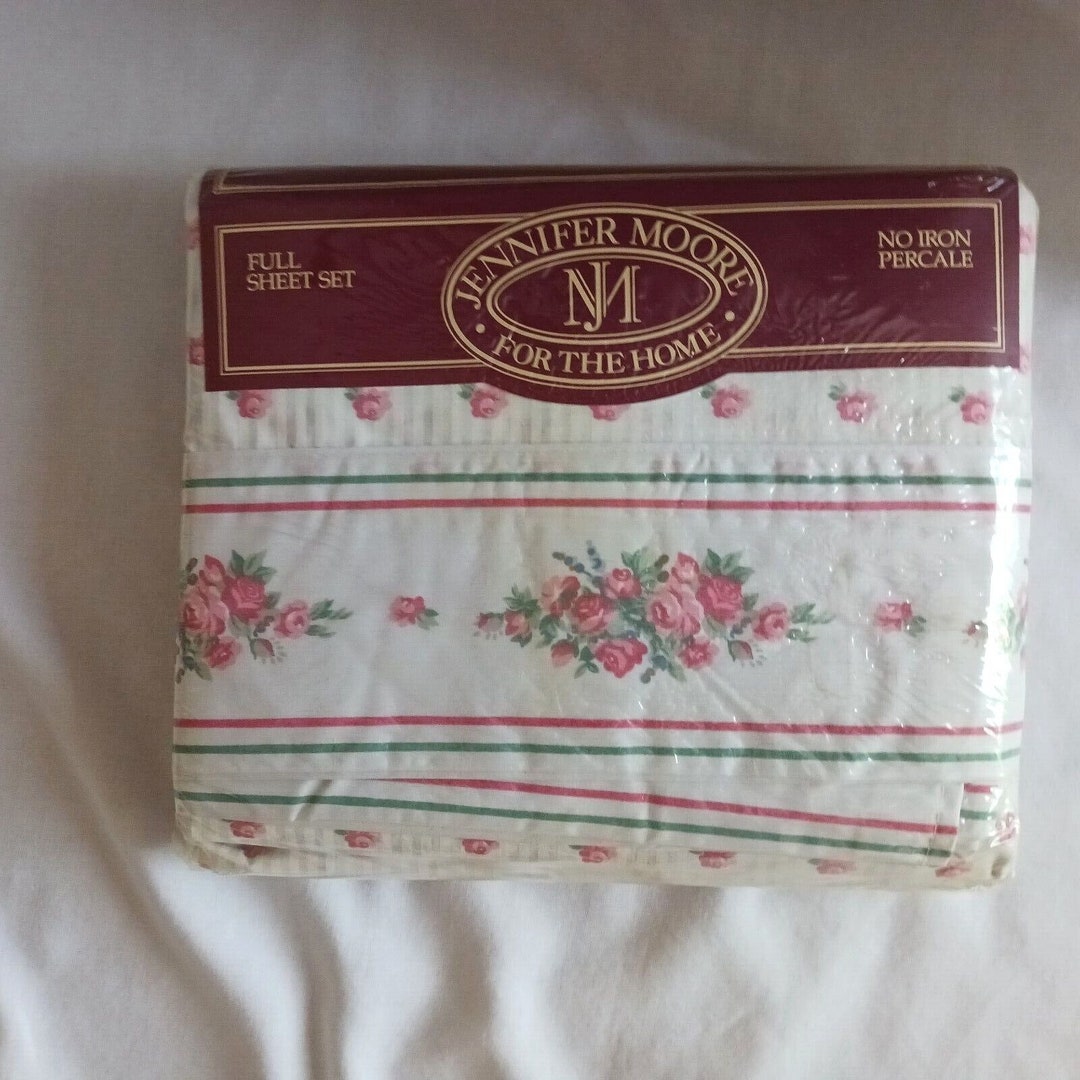 New 4-piece Jennifer Moore Stanmore Full Bed Sheet Set Floral USA 1986 ...