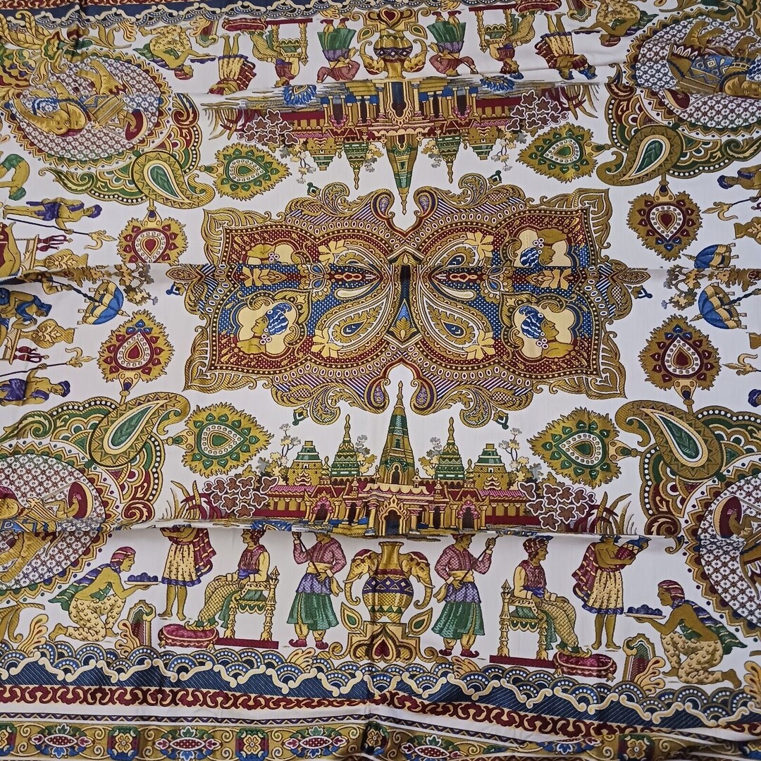 VTG Jacquard Coverlet Bedspread India Elephant 100 X 82 Rich Colors ...
