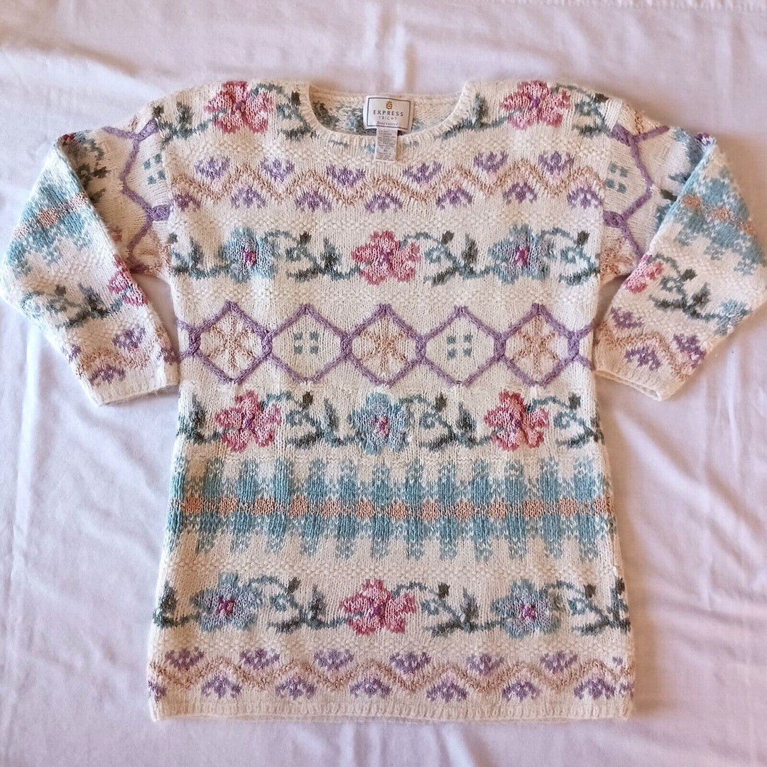 Vintage Express Tricot Handknitted Silk Angora Sweater Size XS ...