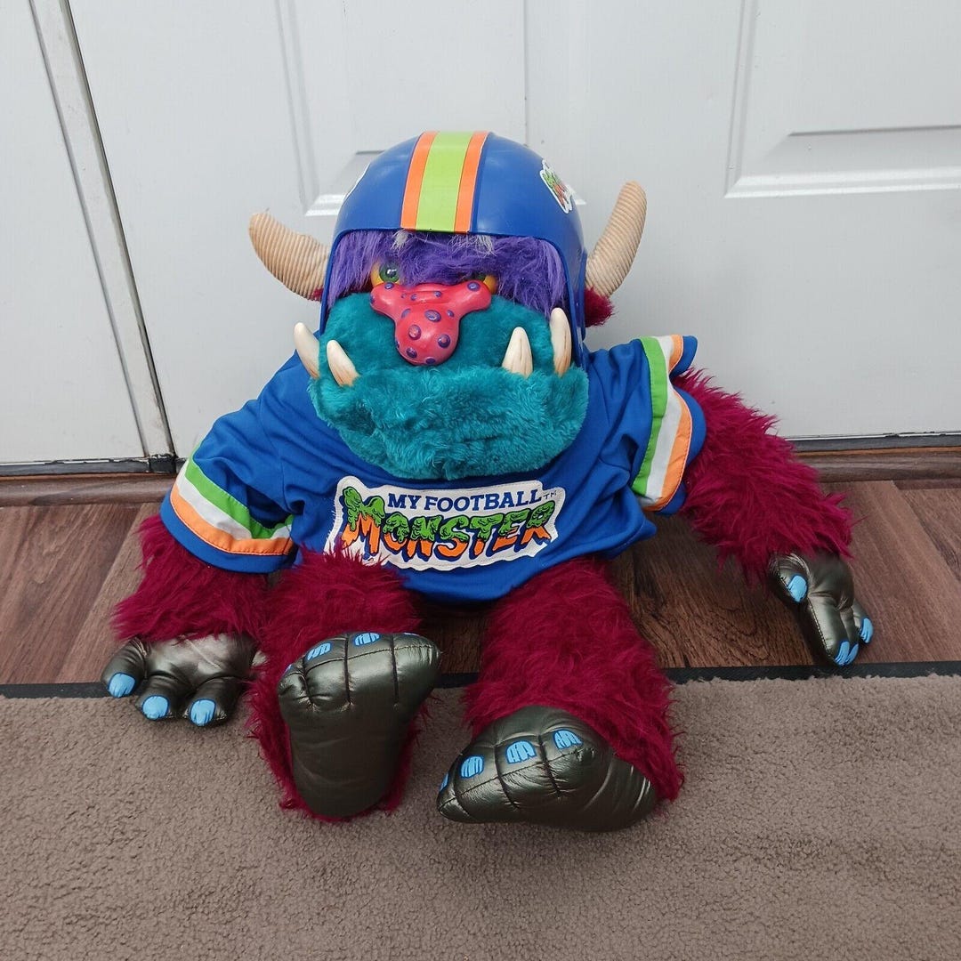 1986 Amtoy TCFC My Pet Football Monster Stuffed Plush W/ Helmet Jersey ...