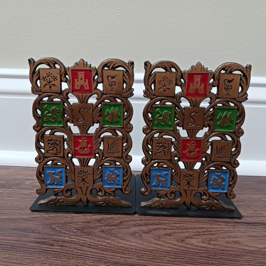 2 Vintage Religious MCM Brass Tribes of Israel Sabra Bookends Made in ...