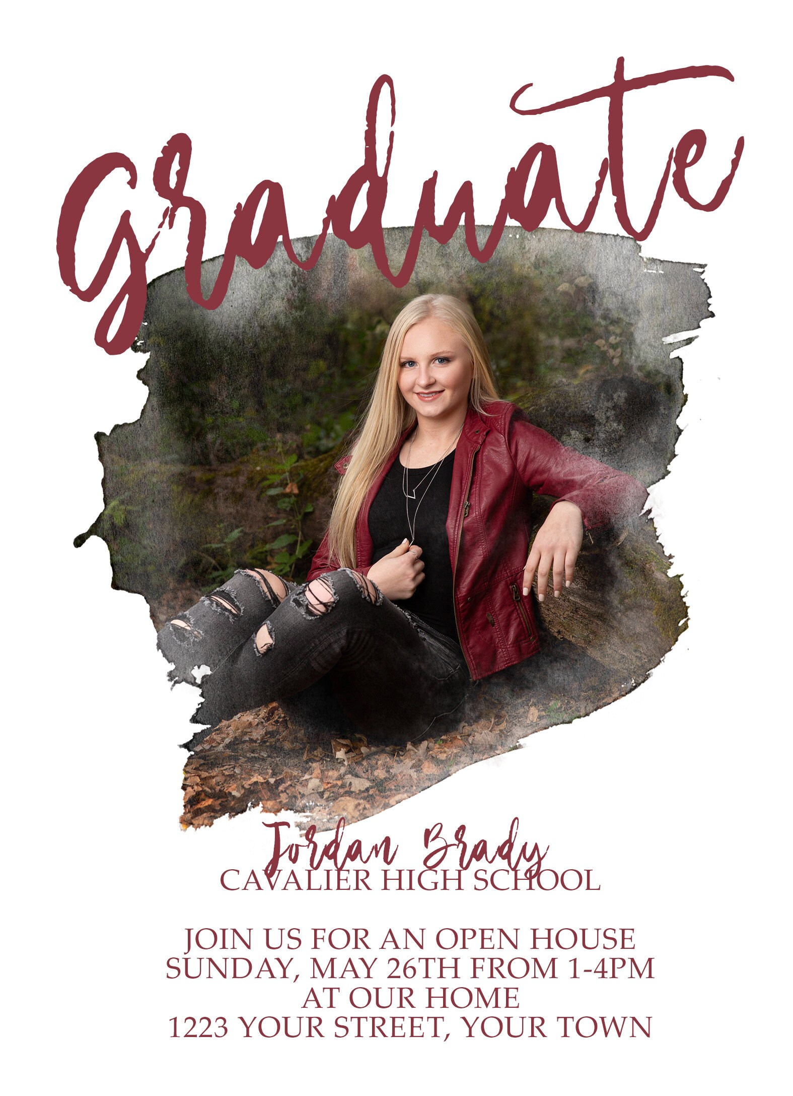 Watercolor Graduation Invitation, Customizable Instant Download ...