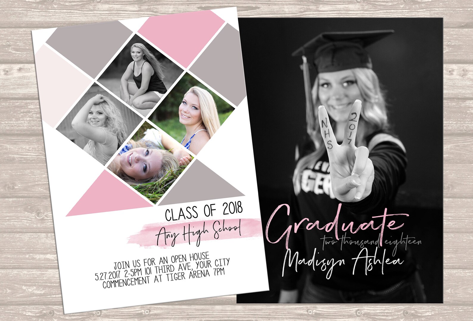 Girls Graduation Announcement Downloadable Photoshop Template - Etsy
