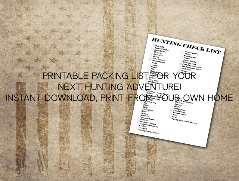 Hunting Trip Packing List PRINTABLE - Etsy