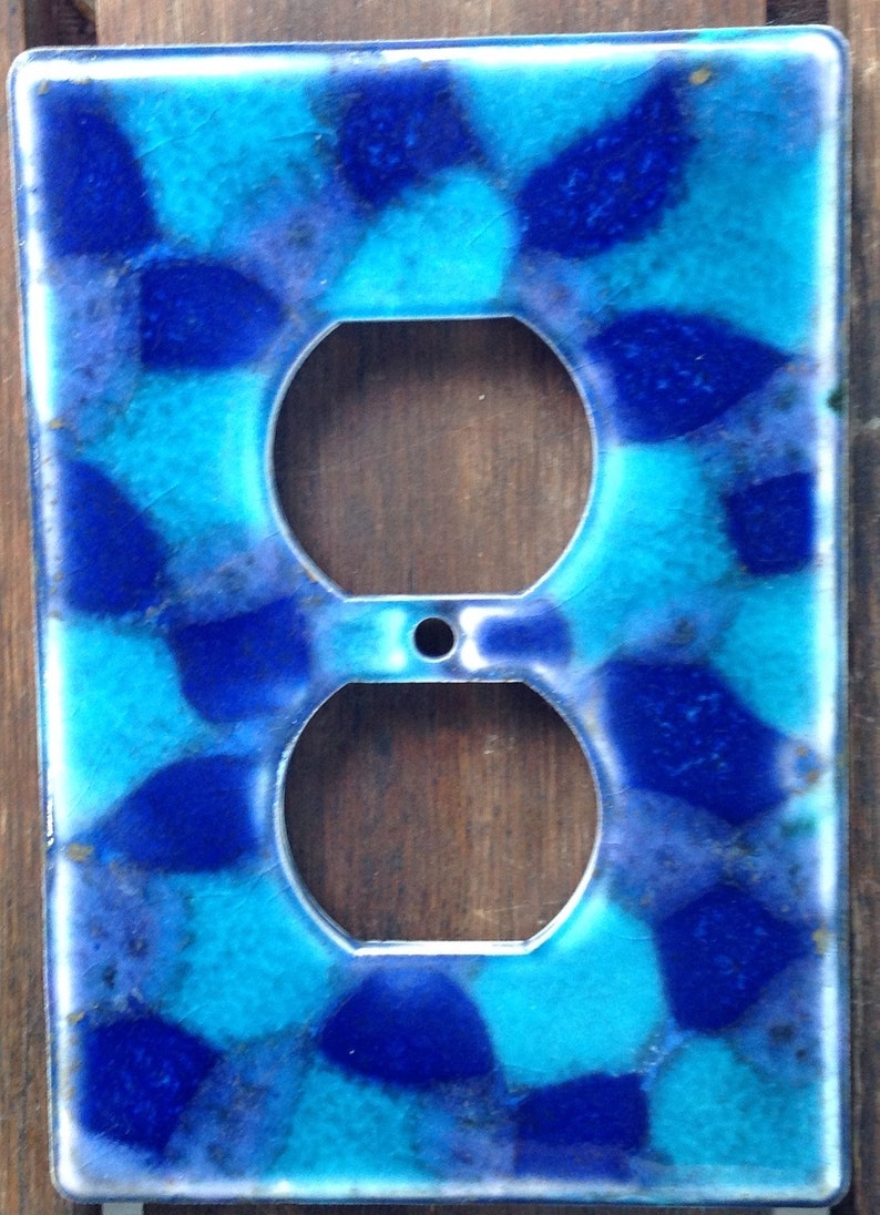 Blue sea glass ceramic switchplate / light switch cover | Etsy