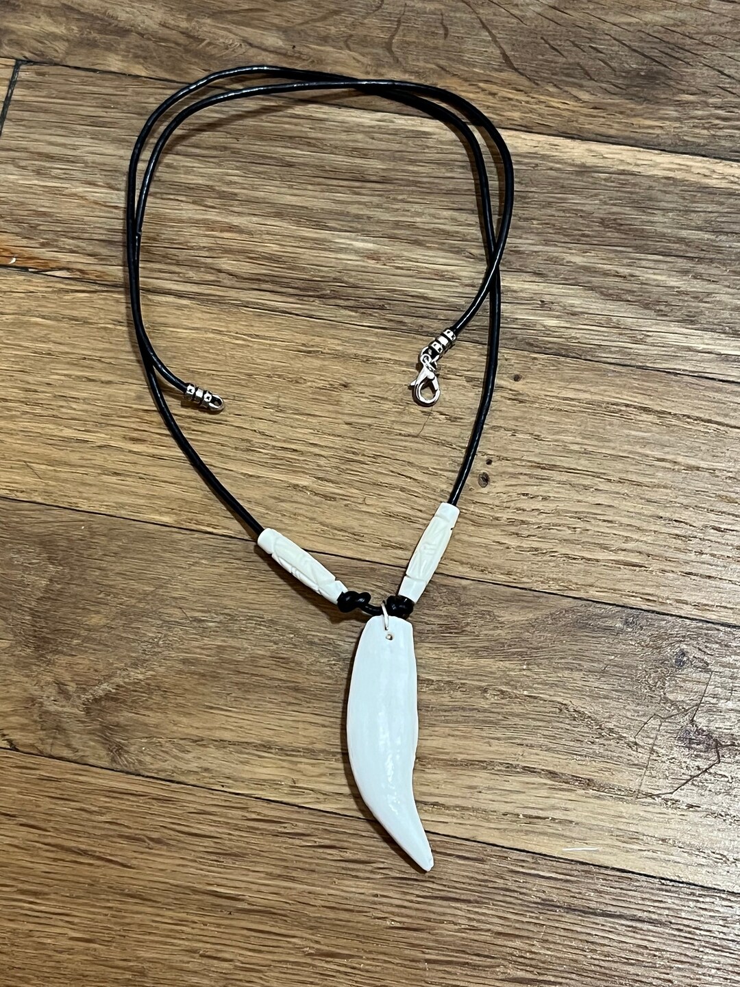 Real Bone Beads and Bear Fang (resin) on 24” Leather Cord - Etsy