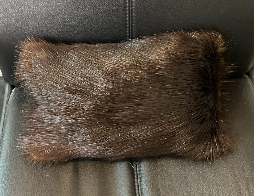Real Dark Beaver Fur and Elk Leather Pillow Insert Included - Etsy