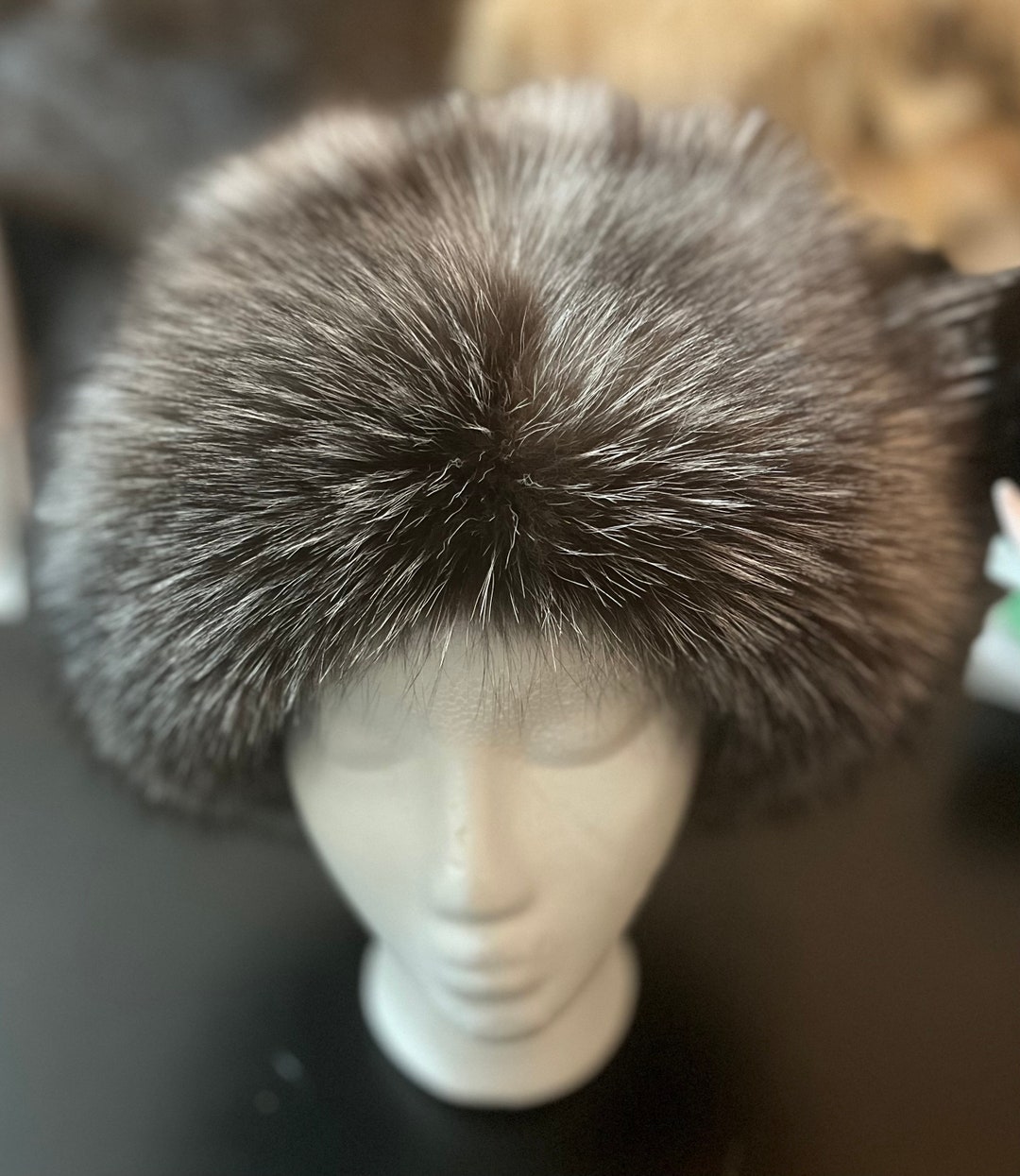 Pale Blue Frost Fox Fur Hat Size LM Premium Silk Satin Lining - Etsy