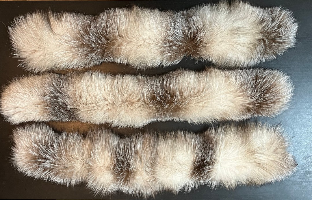 Crystal Blue Frost Fox Fur Coat Hoods 26” by 2.5” Grosgrain Attached - Etsy