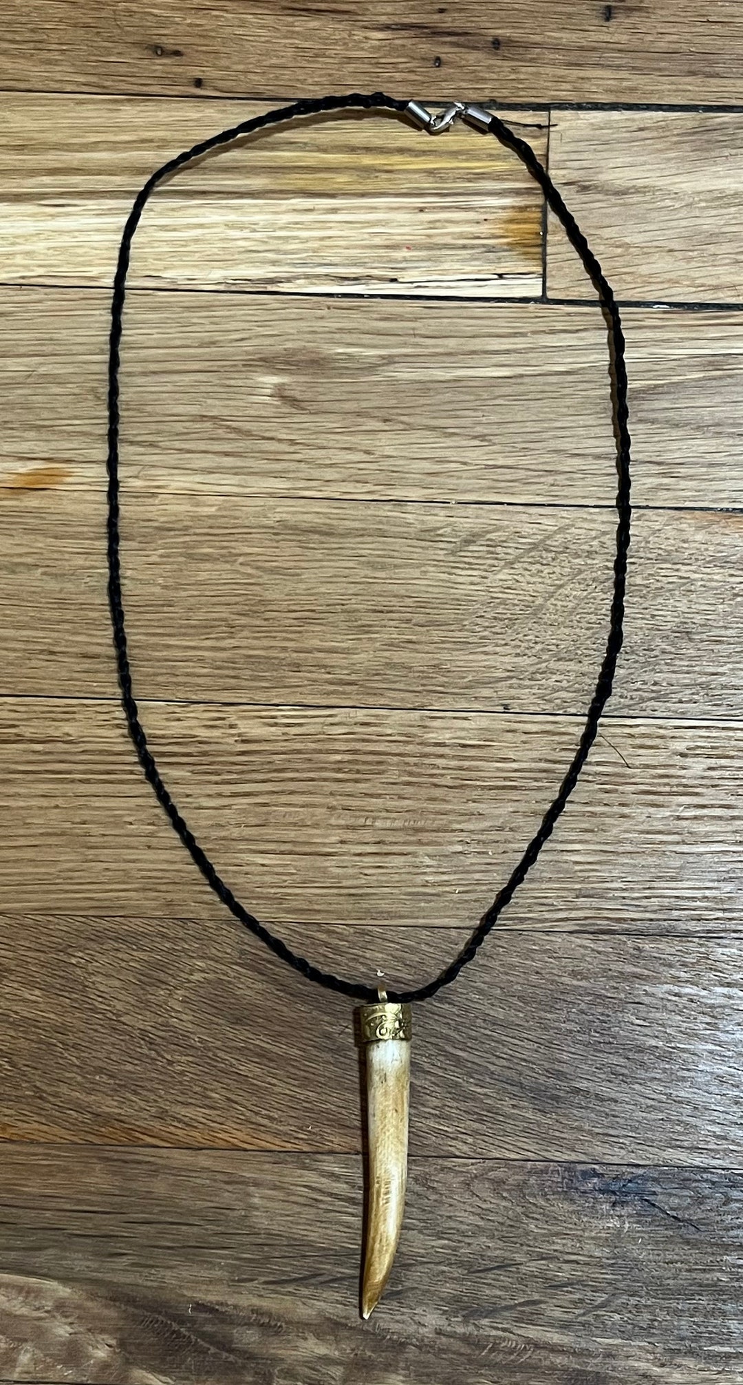 Carved Buffalo Bone Tusk Fang Pendant on Waxed Cotton Cord - Etsy