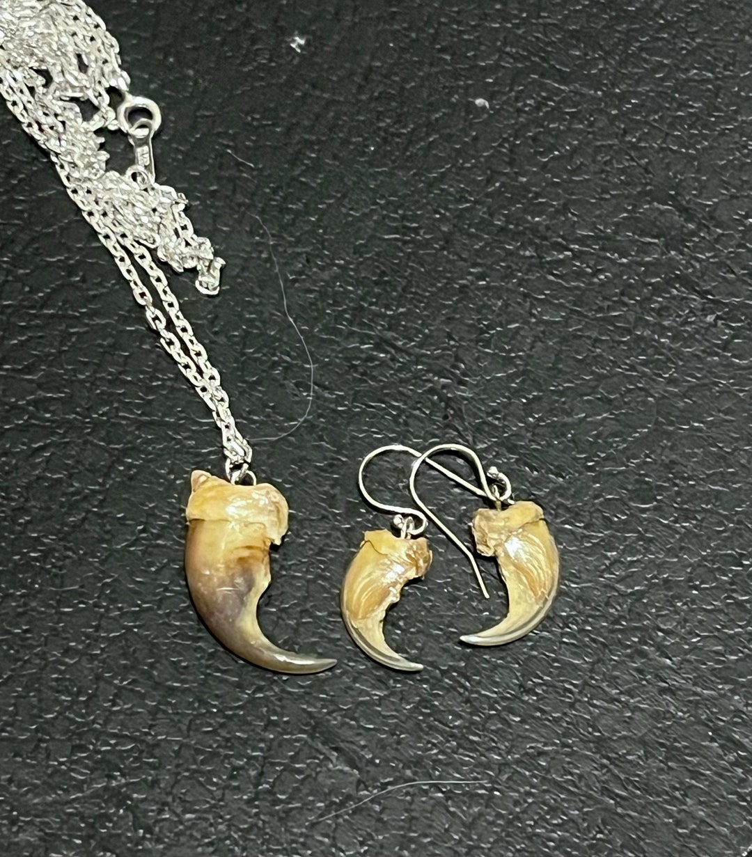Real XL Wolverine and Fisher Claw Necklace and Earrings SET on Sterling ...