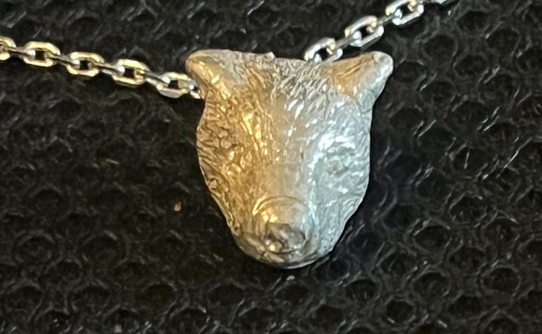 Solid Silver Bear Head Pendant Metal Clay Handmade on Sterling Silver ...