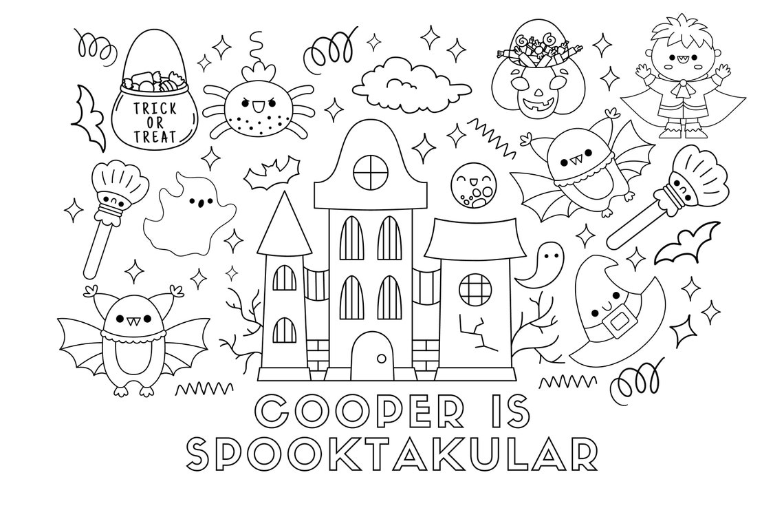 Cute Halloween Coloring Sheet Personalized Digital Download Ghost ...