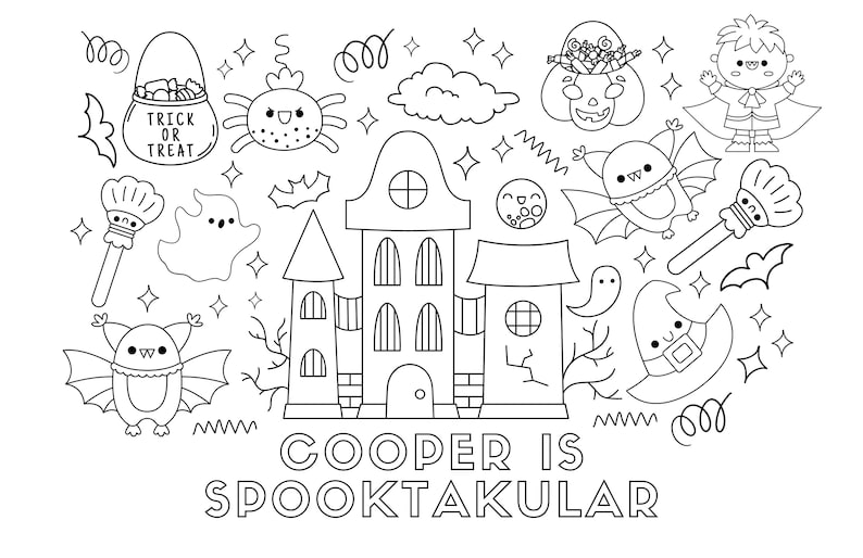 Cute Halloween Coloring Sheet Personalized Digital Download Ghost ...