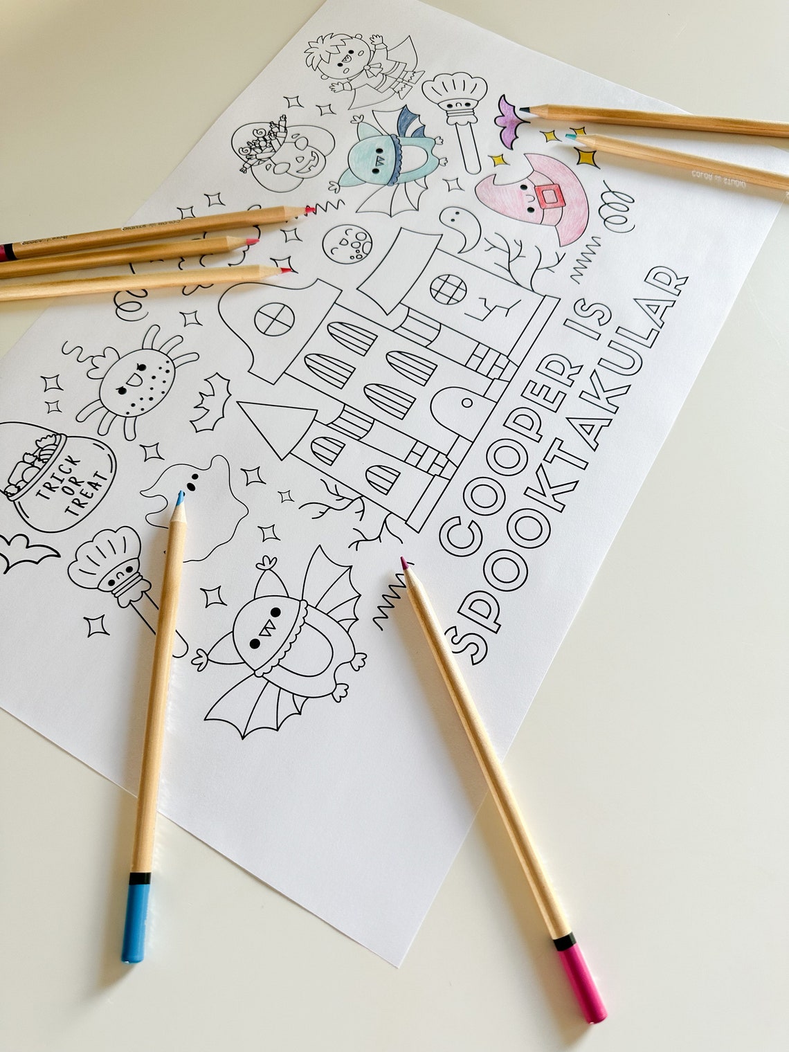 Cute Halloween Coloring Sheet Personalized Digital Download Ghost ...