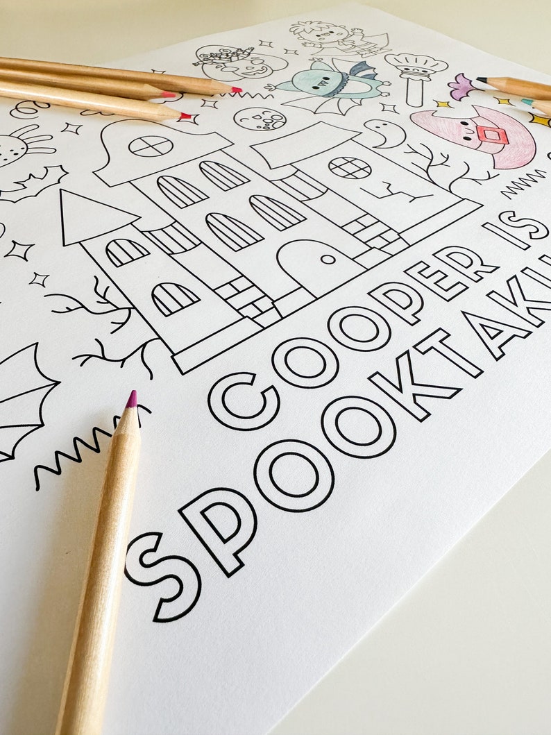 Cute Halloween Coloring Sheet Personalized Digital Download Ghost ...