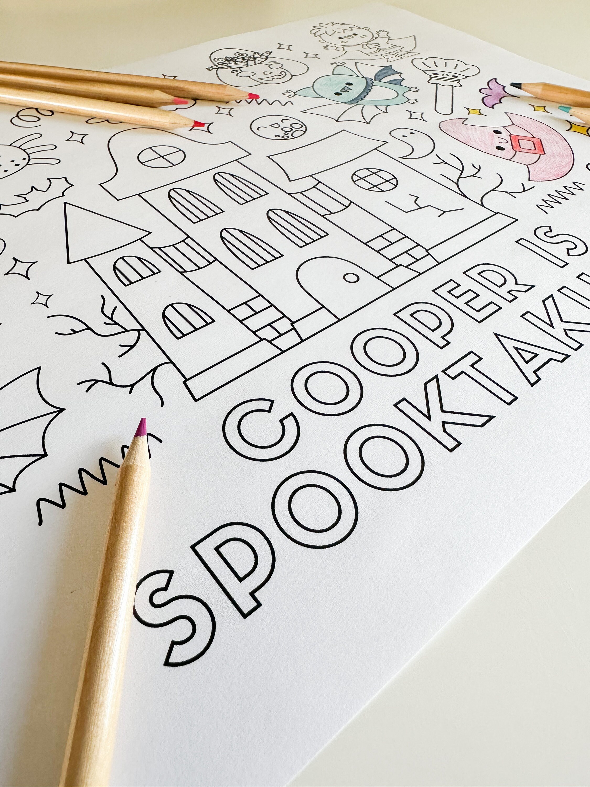 Cute Halloween Coloring Sheet Personalized Digital Download Ghost ...