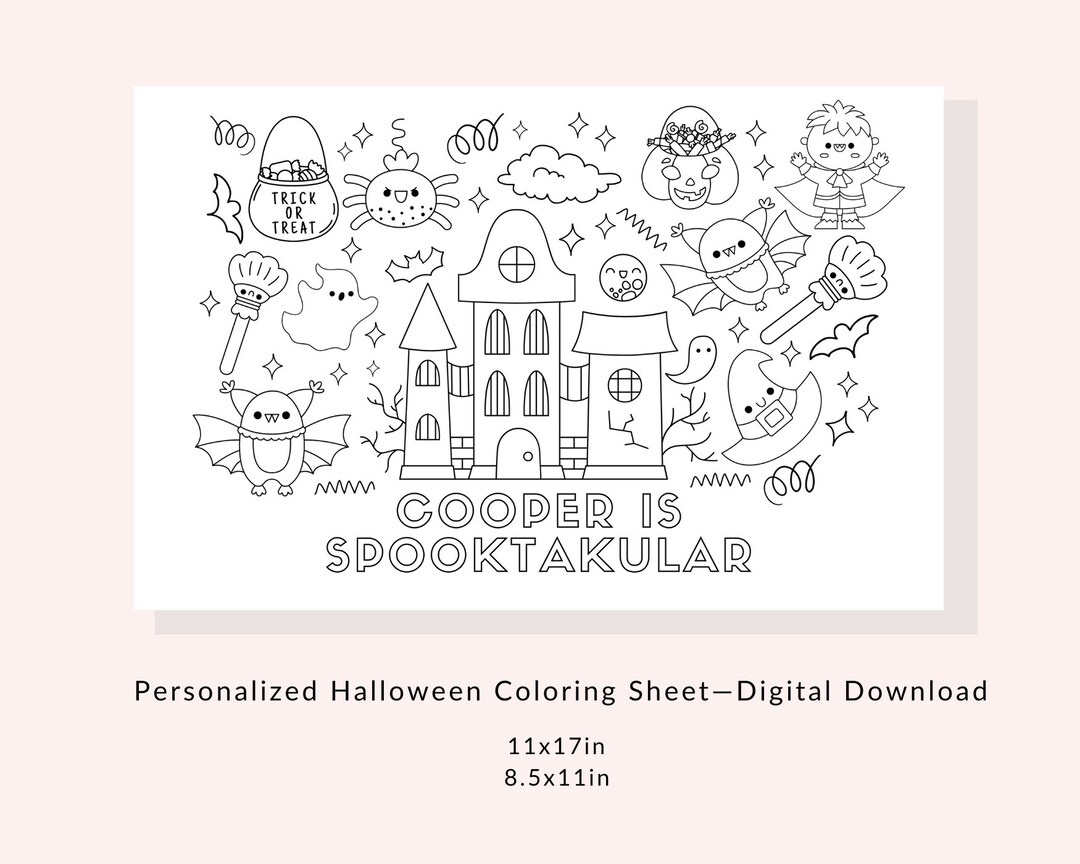 Cute Halloween Coloring Sheet Personalized Digital Download Ghost ...