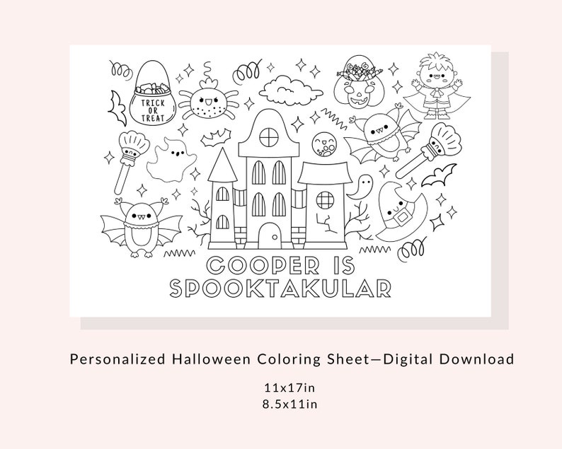 Cute Halloween Coloring Sheet Personalized Digital Download Ghost ...