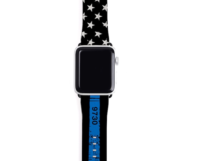 Thin Blue Line Flag Apple Watch Band, Police Flag Watch Band, Faux ...