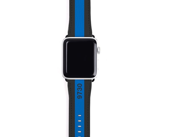 Thin Blue Line Apple Watch Band, Police Watch Band, Faux Leather Watch ...