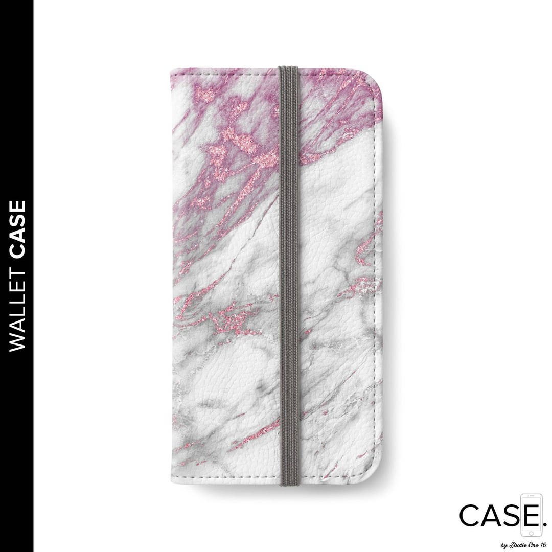 Hot Pink Marble iPhone Wallet Case, Pink Marble Wallet Case, iPhone 7 ...