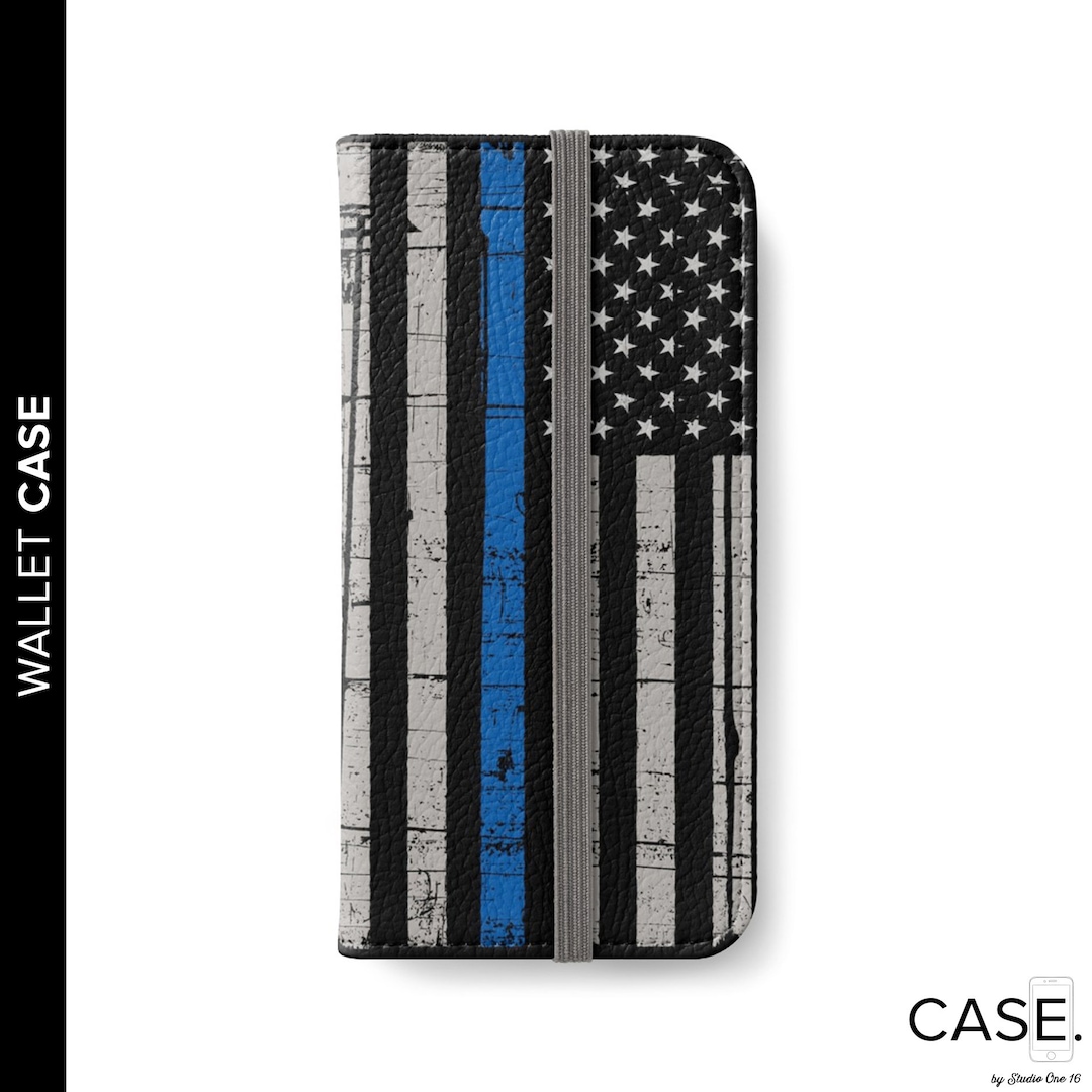 Thin Blue Line iPhone Wallet Case, Police Wallet Case, iPhone 15 Case ...