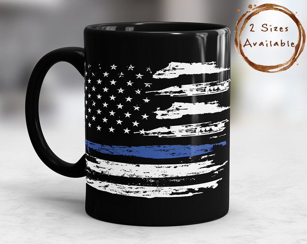 Thin Blue Line Coffee Mug Thin Blue Line Mug Police Flag - Etsy