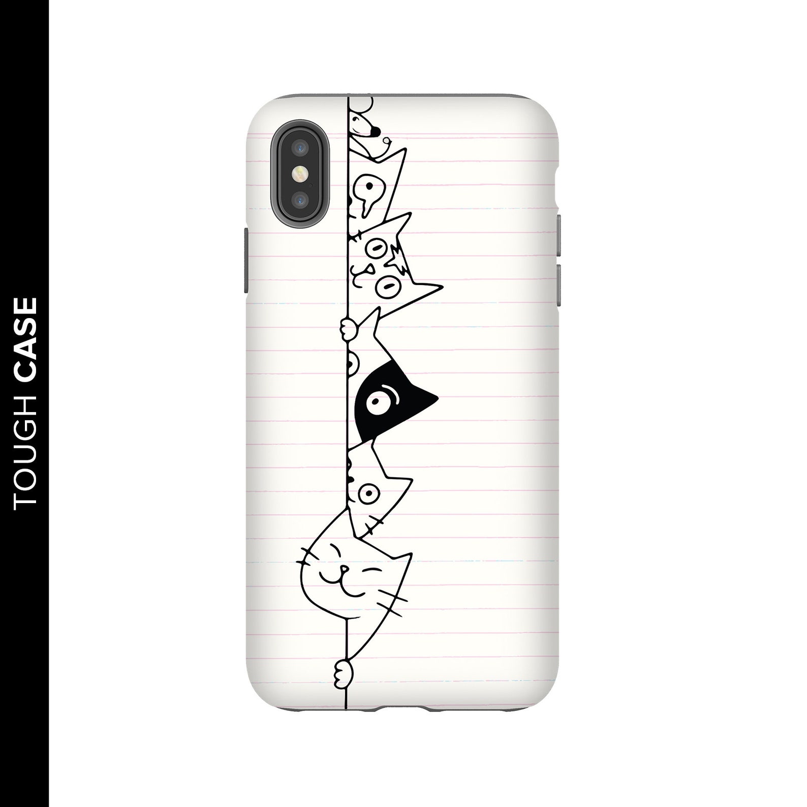 Cute Cat Doodles Phone Case, Doodle Cats Phone Case, iPhone 8 Cat Case ...