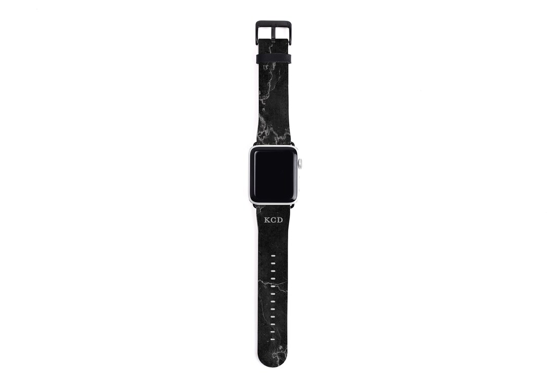 Monogram Apple Watch Band, Classic Black Marble Watch Band, Faux ...