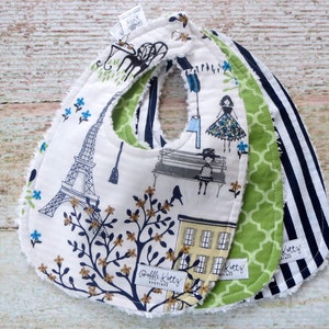 Bibs - Baby Girl Bibs - Paris Baby Bib - Eiffel Tower Baby Bib - Green ...