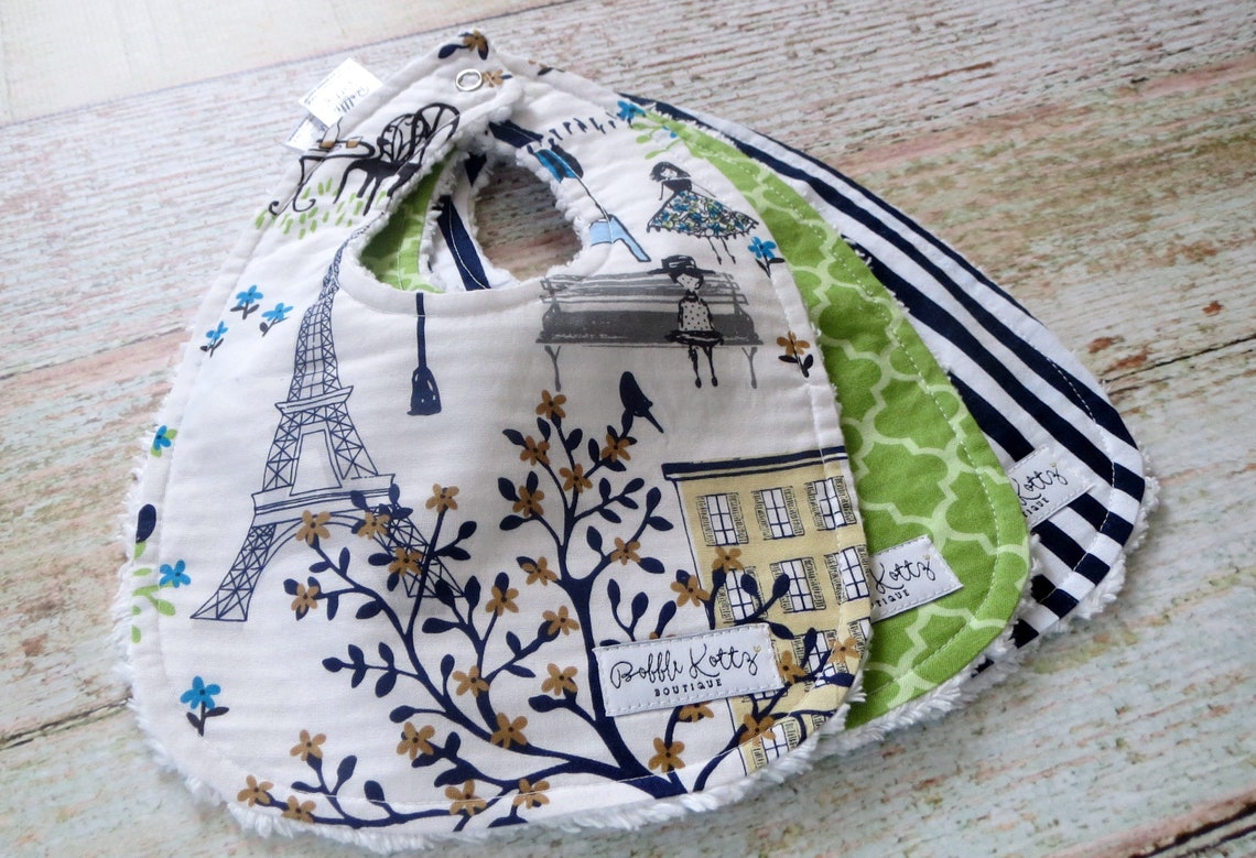 Bibs - Baby Girl Bibs - Paris Baby Bib - Eiffel Tower Baby Bib - Green ...