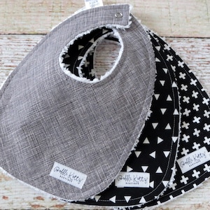 Baby Bibs Black and White Baby Bibs Gender Neutral Baby Bibs ...