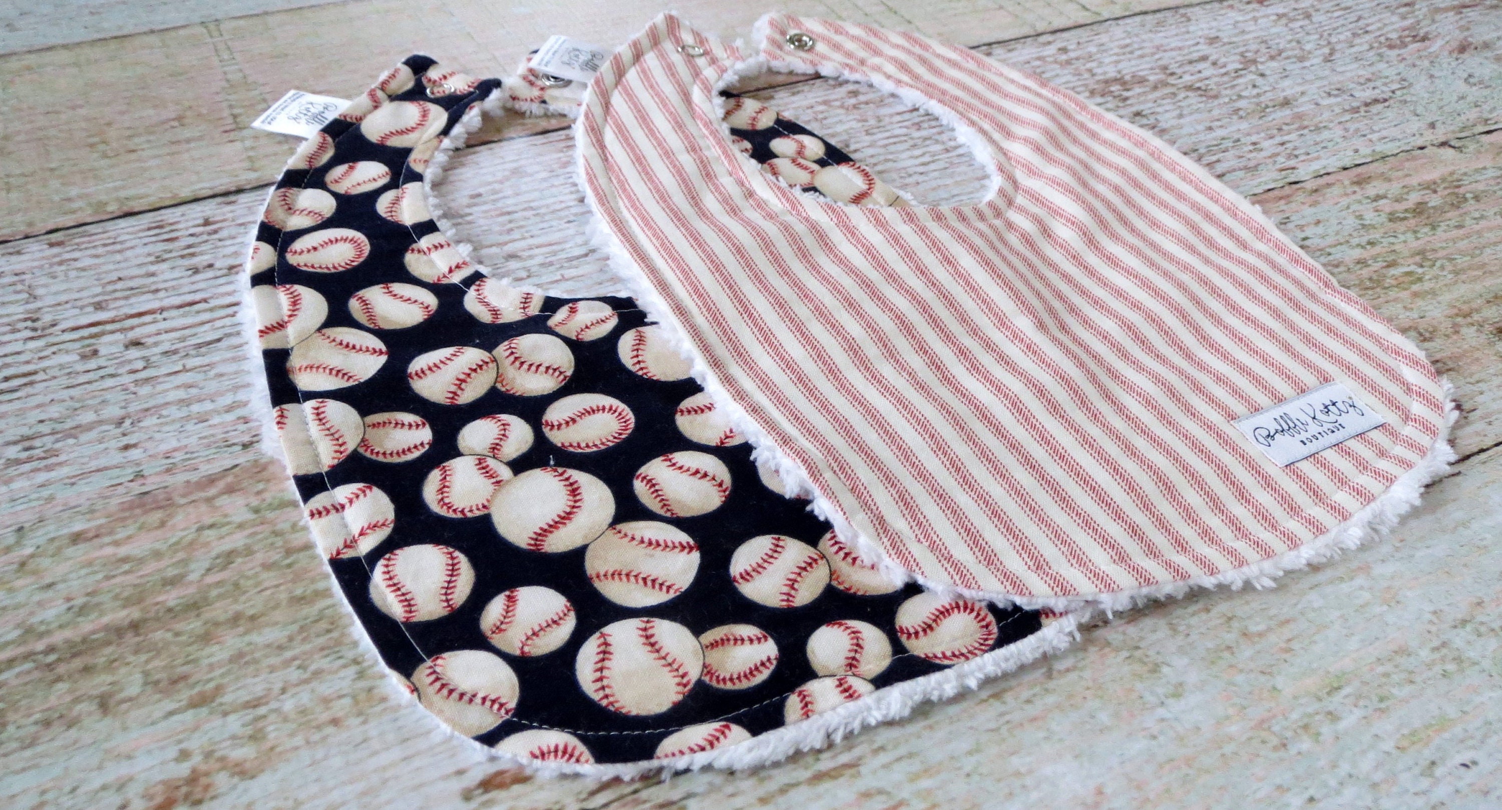 Bibs - Baby Boy Bibs - Baseball Bibs - Red Ticking Stripe Bib - Sports ...