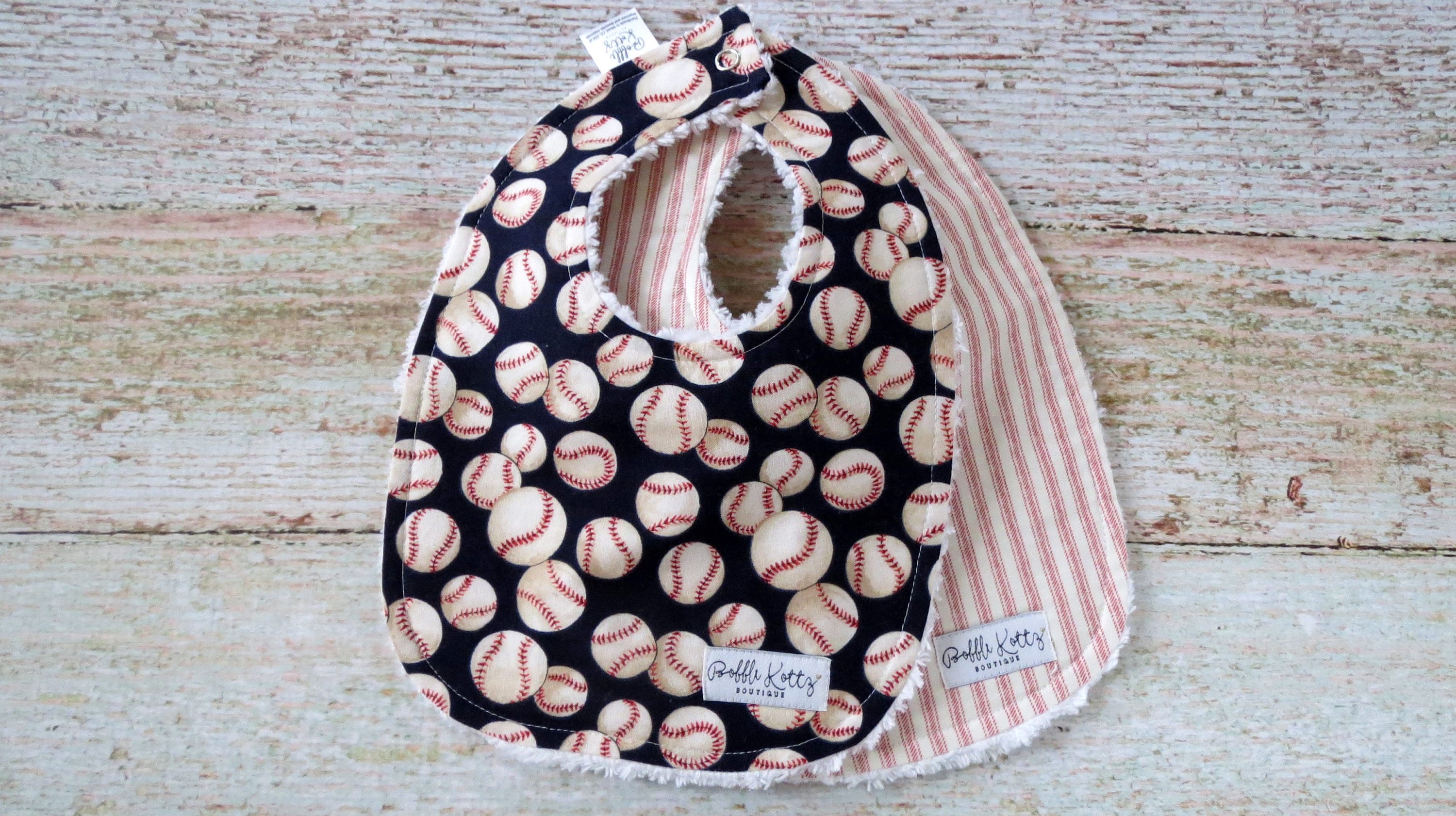 Bibs - Baby Boy Bibs - Baseball Bibs - Red Ticking Stripe Bib - Sports ...