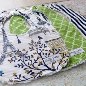 Bibs - Baby Girl Bibs - Paris Baby Bib - Eiffel Tower Baby Bib - Green ...