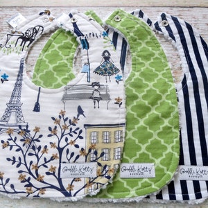 Bibs - Baby Girl Bibs - Paris Baby Bib - Eiffel Tower Baby Bib - Green ...