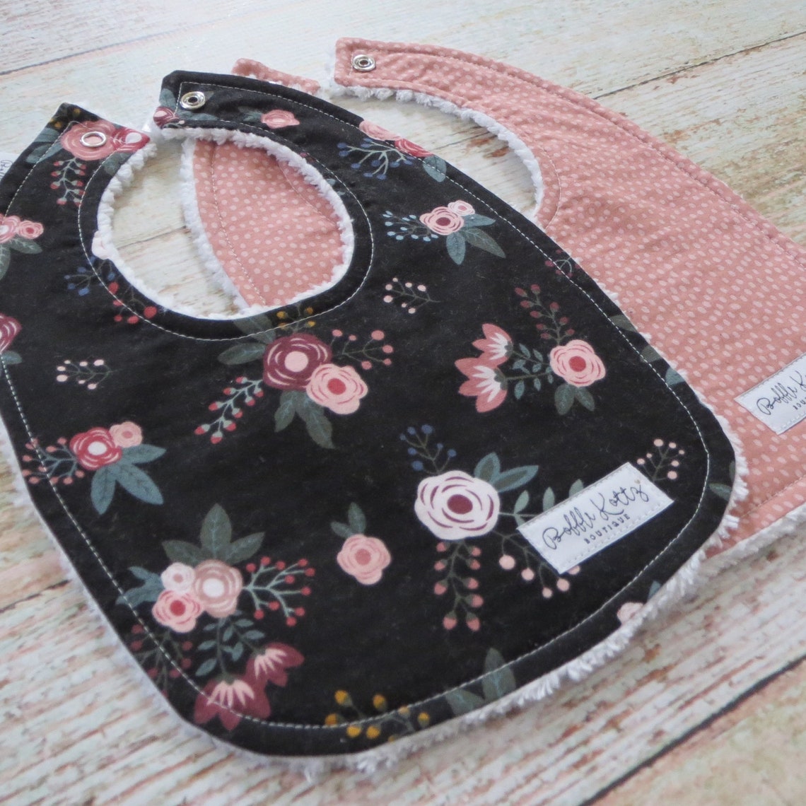 Baby Bibs - Baby Girl Bibs - Floral Bib - Black Floral Bib - Mauve Bib ...