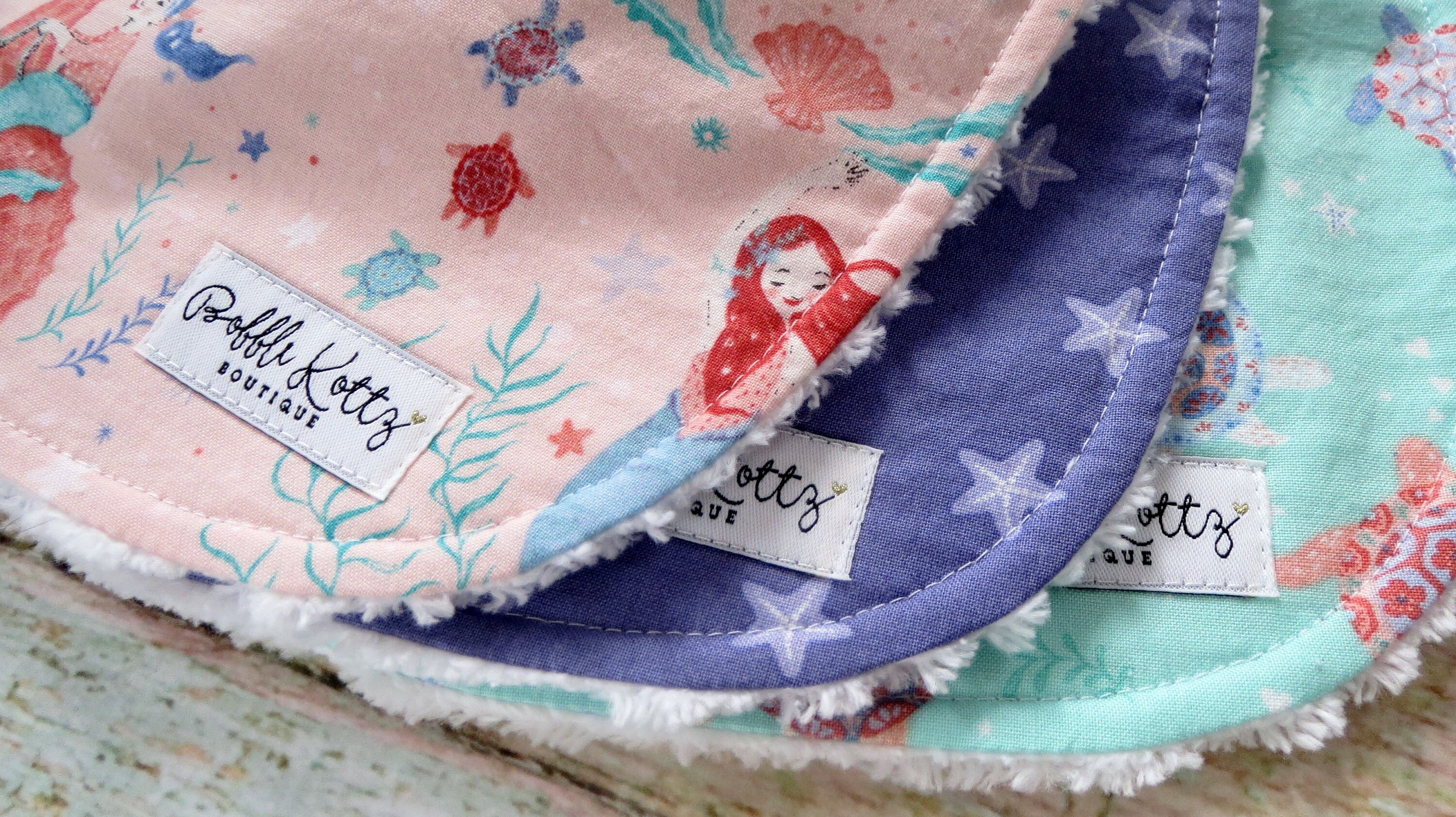Baby Bibs - Baby Girl Bibs - Sea Life Bib Set - Pink Mermaid Bib ...