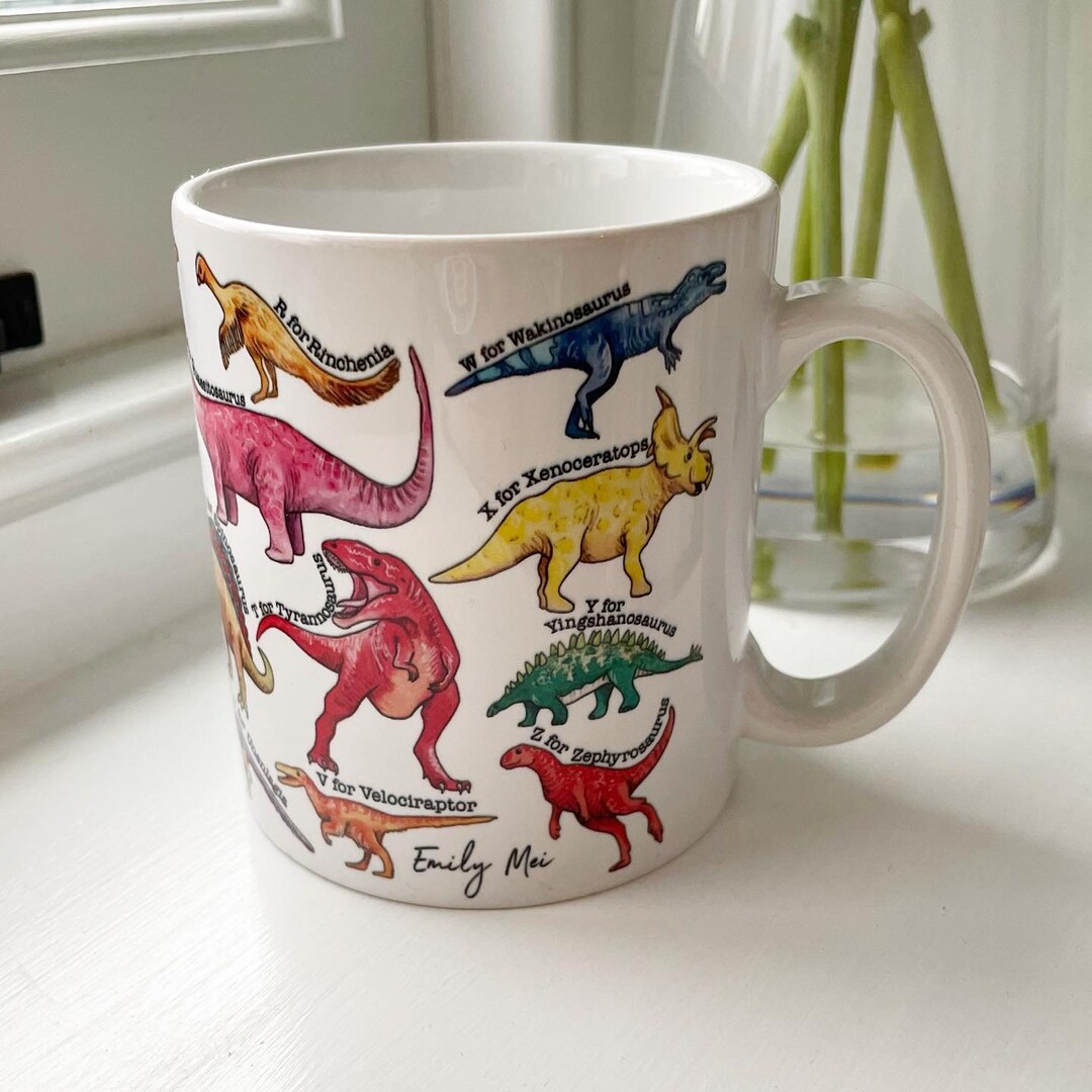 Dinosaur Alphabet Mug & Coaster Emily Mei Art Mugs 10oz - Etsy
