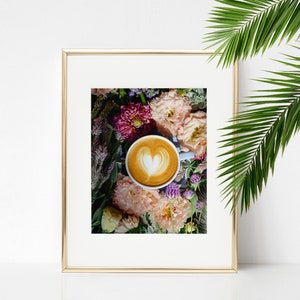 Latte and Flowers Digital Download. Coffee and Floral Photography ...