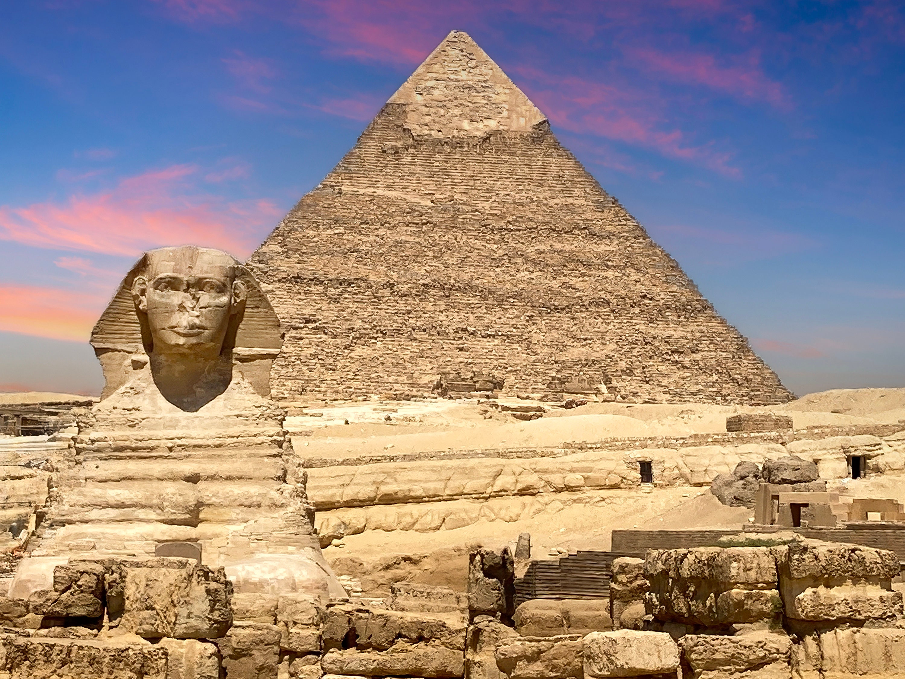 The Great Sphinx of Giza and the Pyramids in Cairo Egypt Are Two of the ...