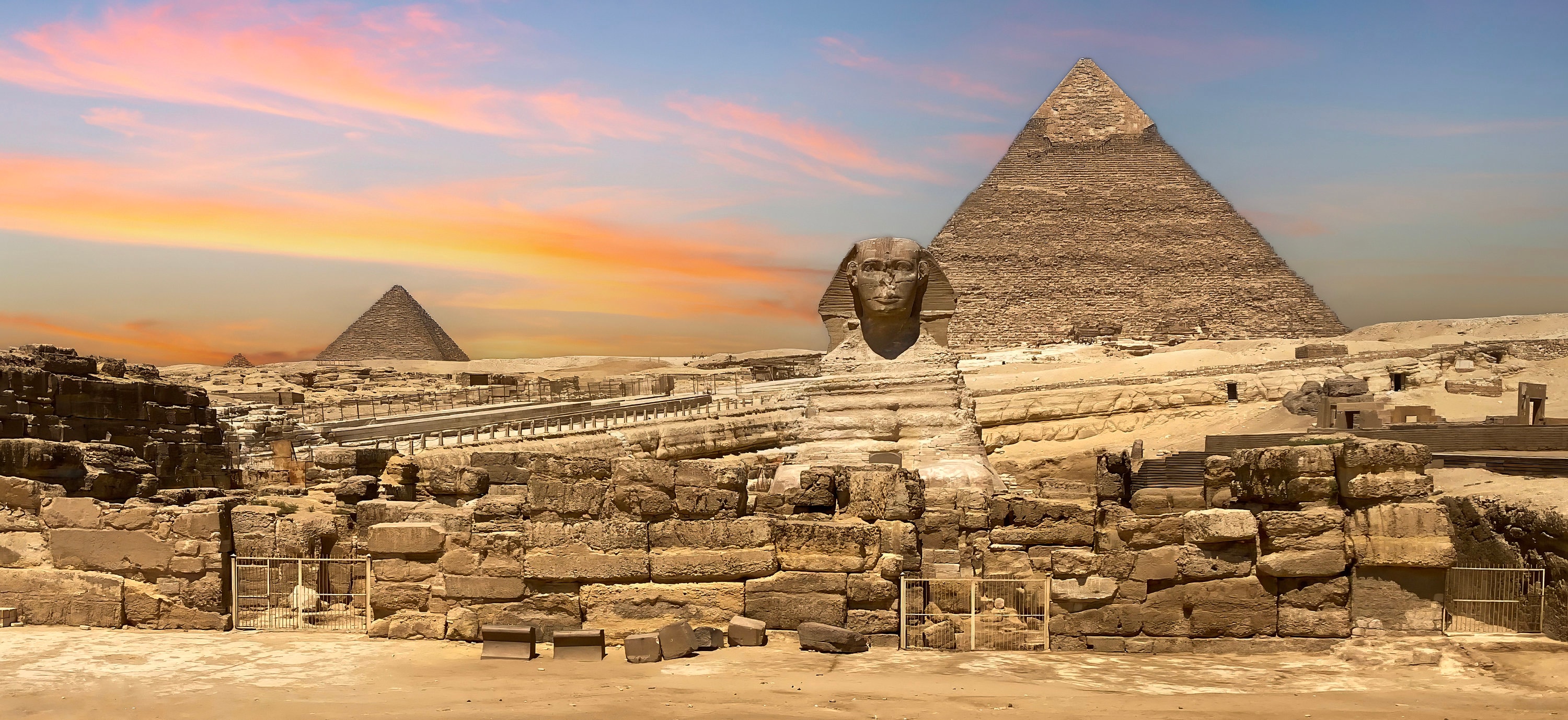 The Great Sphinx of Giza and the Pyramids in Cairo Egypt Are Two of the ...