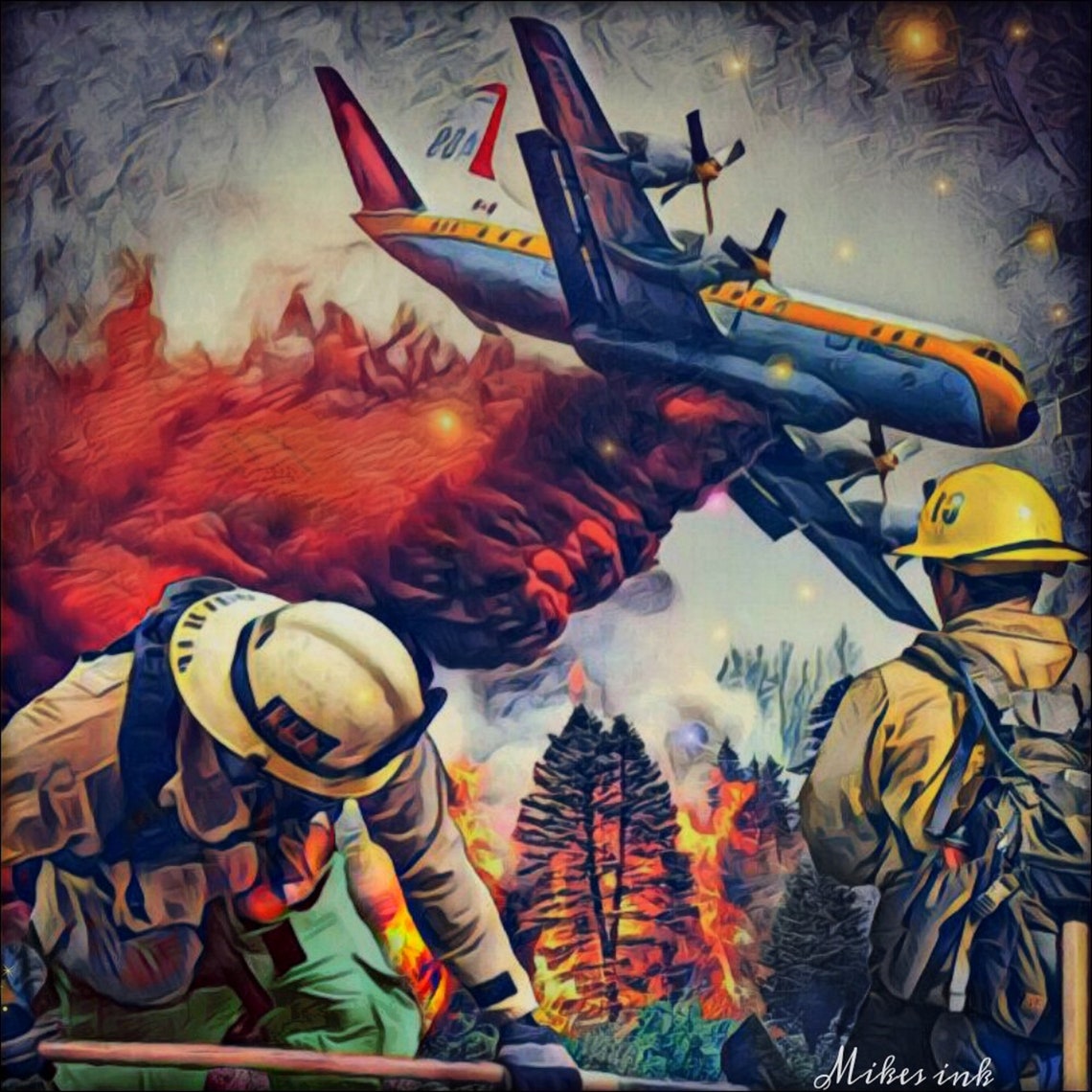Wildland Firefighter Canvas Art Print 1.5 Inch Stretched or - Etsy