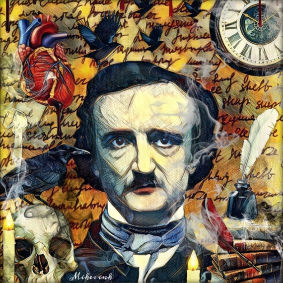 Edgar Allan Poe Inspired Art Print 1.5 Inch Stretched or - Etsy