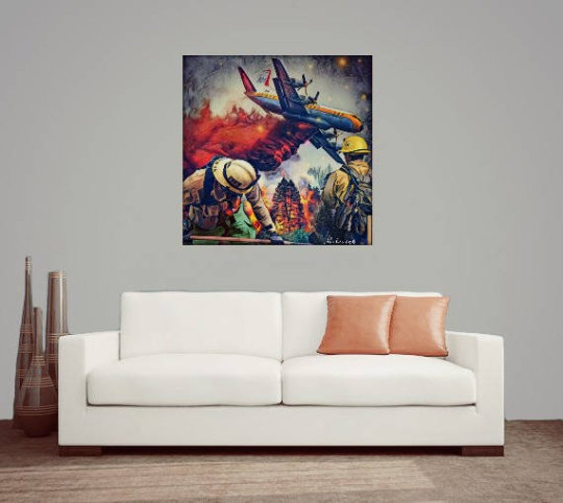 Wildland Firefighter Canvas Art Print 1.5 Inch Stretched or | Etsy