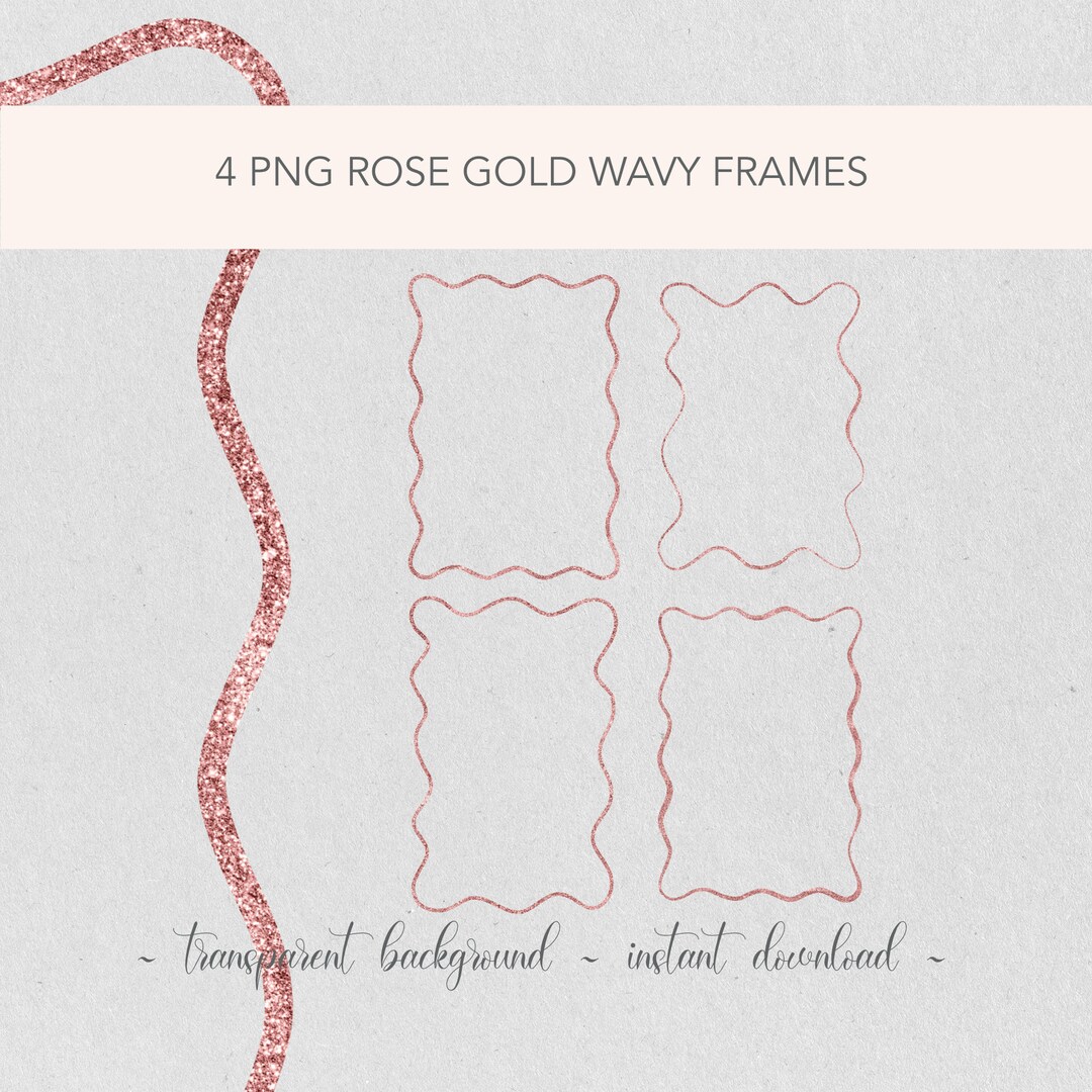 Rose Gold Wavy PNG Clip Art Frames | Wedding Invitation Border ...
