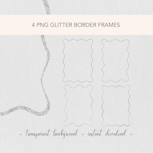 Silver Wavy PNG Border Frame Bundle | DIY Wedding Stationery Clip Art ...