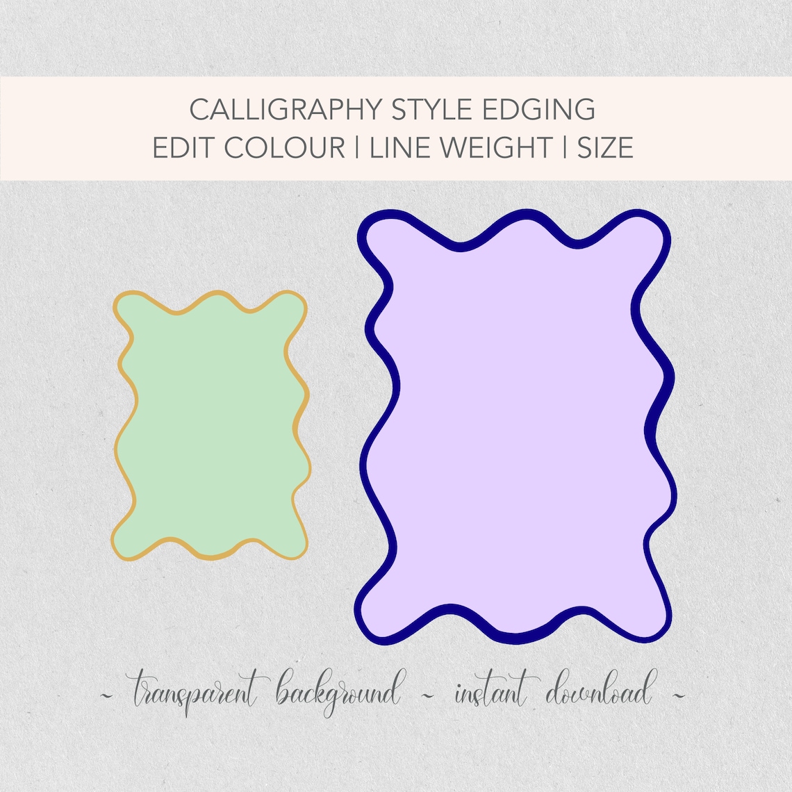 Wavy Squiggly Calligraphy Edging SVG Border | Vector Editable File ...