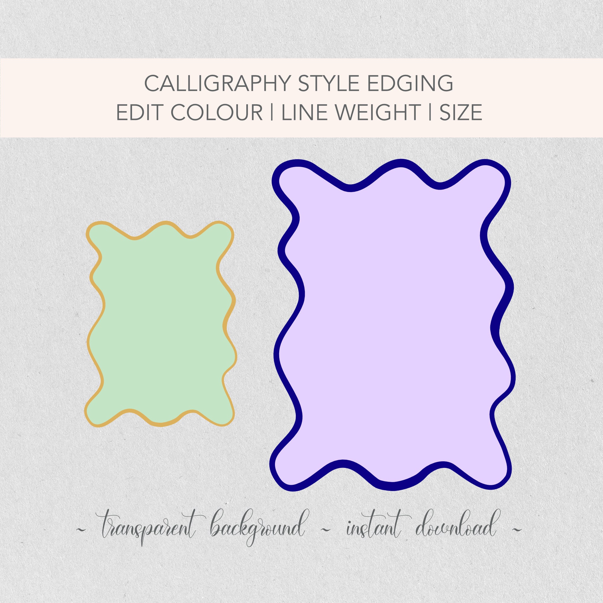 Wavy Squiggly Calligraphy Edging SVG Border | Vector Editable File ...